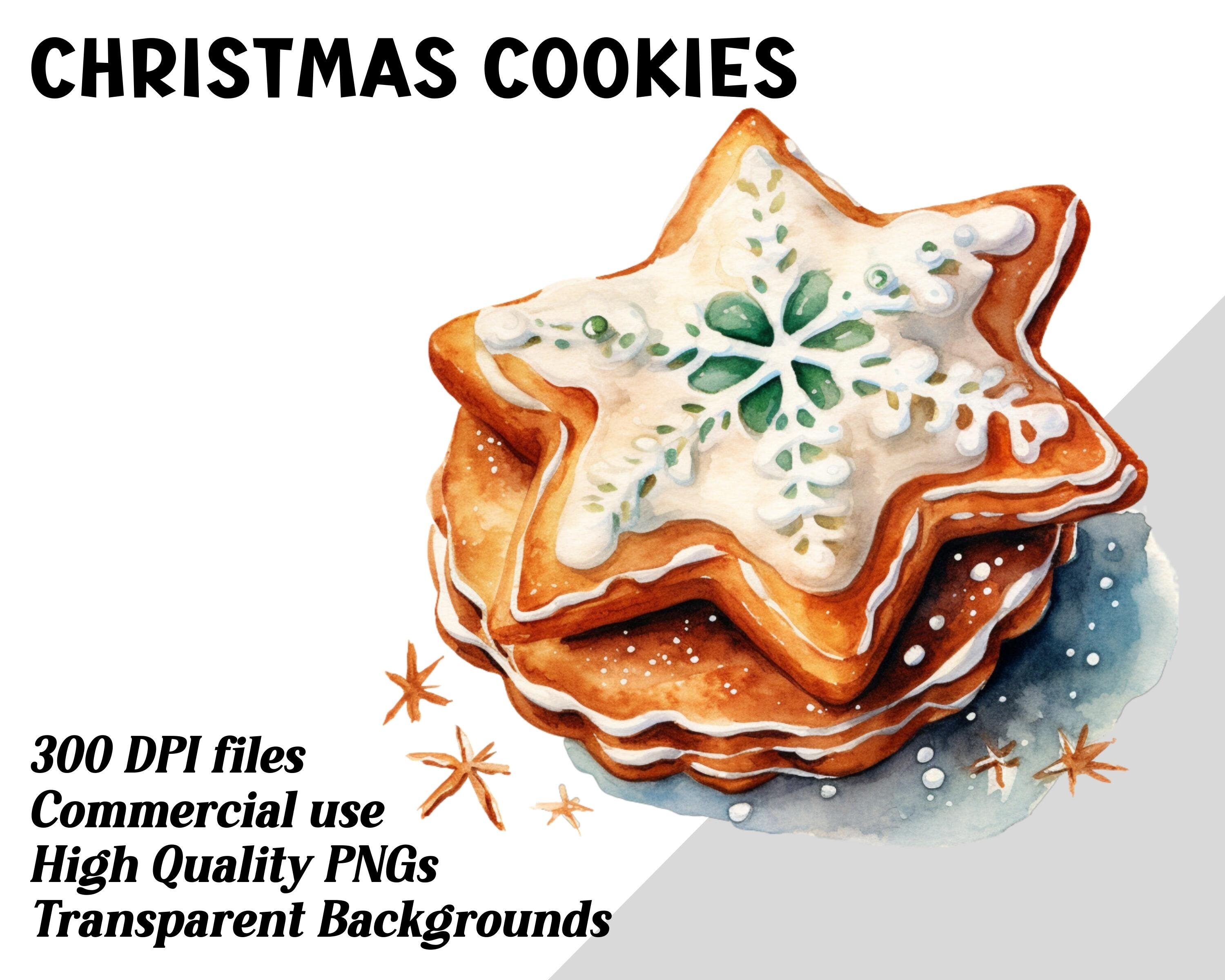 Christmas Cookies Watercolor Clipart, Invitation Craft & Card ...