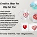 Hearts Full of Love Valentines Day Red Watercolor Clipart, Cards Craft ...