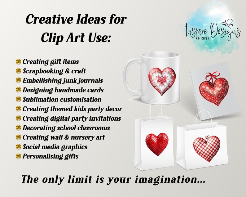 Hearts Full of Love Valentines Day Red Watercolor Clipart, Cards Craft ...