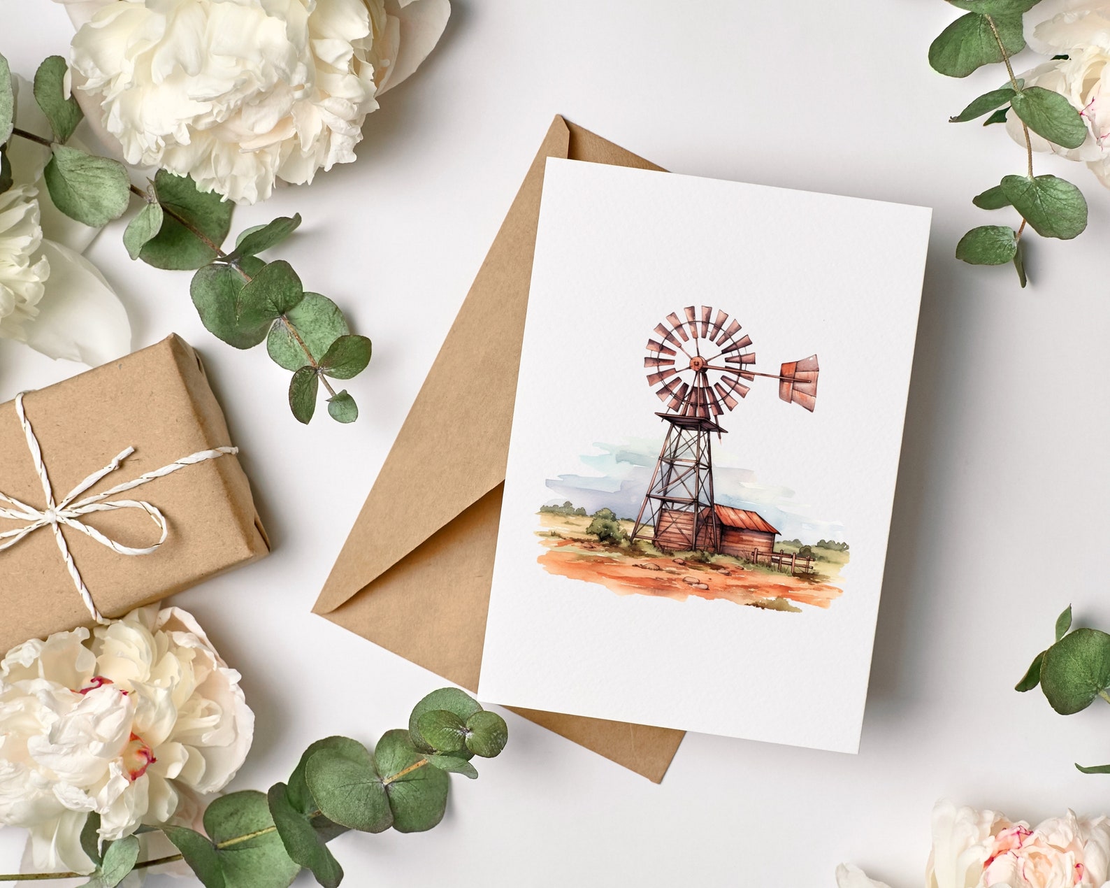 Outback Windmills Watercolor Clipart, Digital & Paper Craft, Instant ...