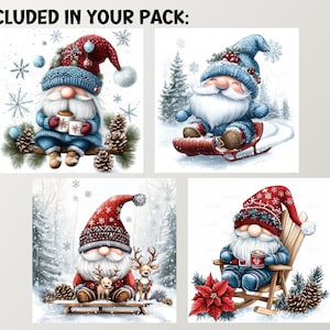Winter Christmas Gnomes Clipart, Craft Digital Papers, Cute Card Making ...