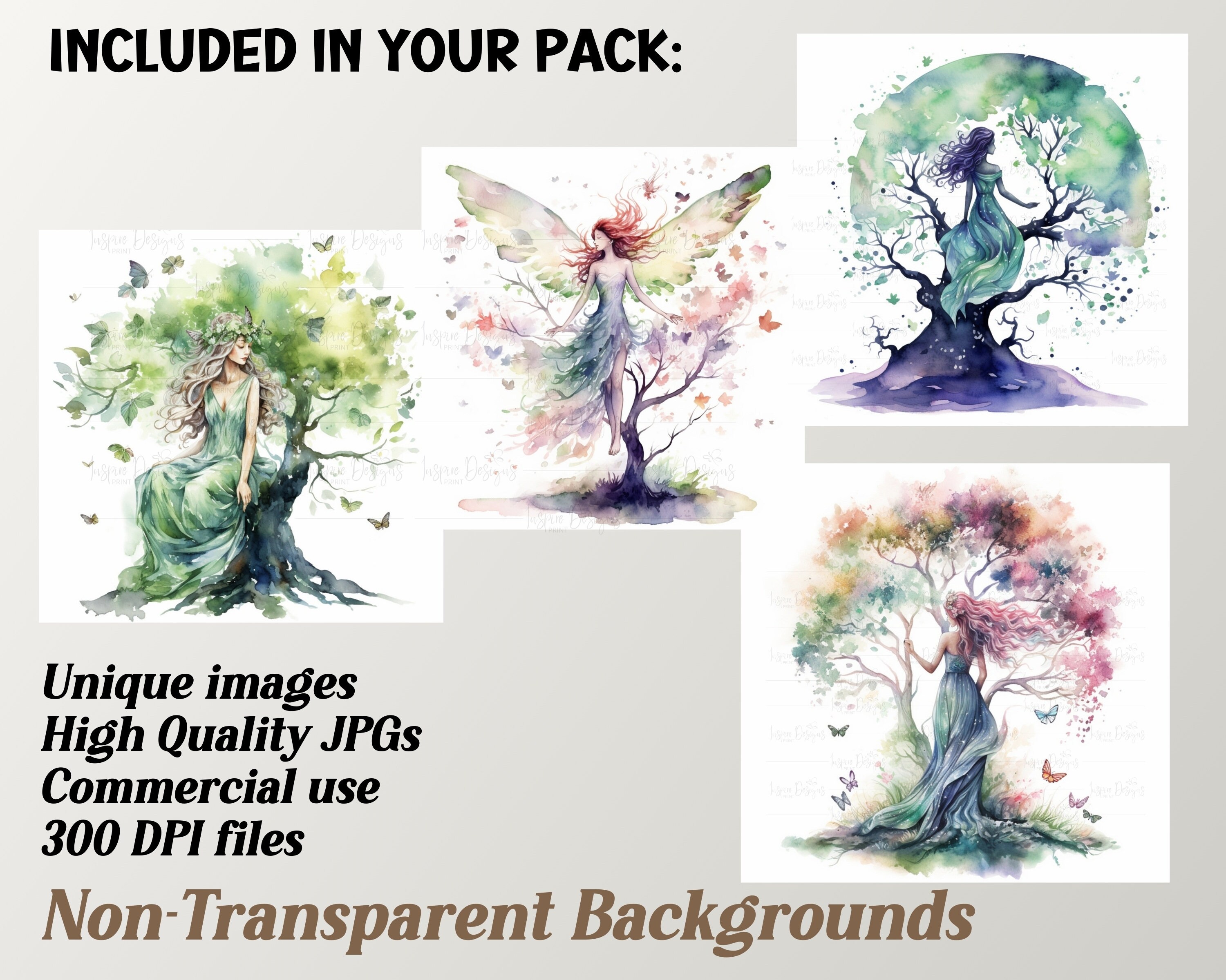 Tree Fairies Watercolor Clipart Scenes, Fantasy Fairytale Digital/paper ...