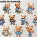 Back to School Bears Blue Clipart, Instant Download, Riding Bike, Desk ...
