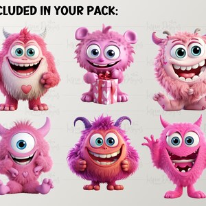 Cute Love Monsters Set1 Clipart, Valentines Day Crafts, Vibrant Fun ...