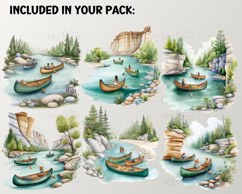 River Canoe Trip PNG Clipart - Instant Download Cliff Kayaking ...