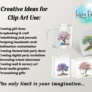 Stunning Spring Trees Watercolor Clipart, Digital Floral Crafts ...