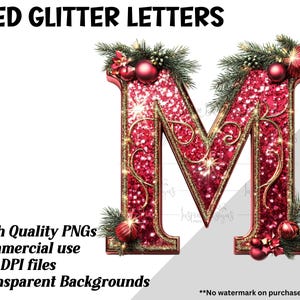Red Glitter Letters Clipart, Sparkly Christmas Alphabet Digital / Paper ...
