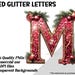 Red Glitter Letters Clipart, Sparkly Christmas Alphabet Digital / Paper ...