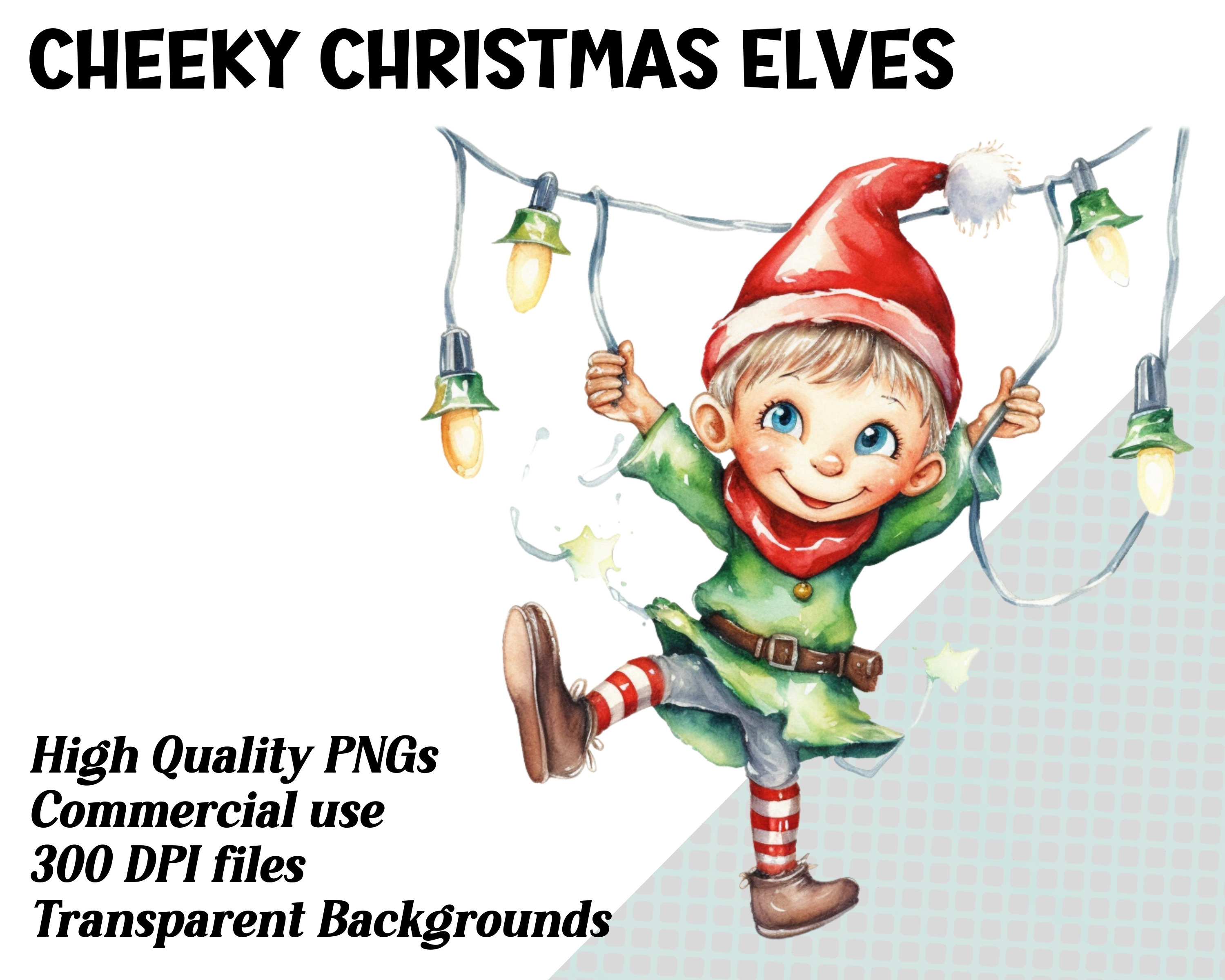 Cheeky Christmas Elves Watercolor Clipart, Craft Sublimation ...