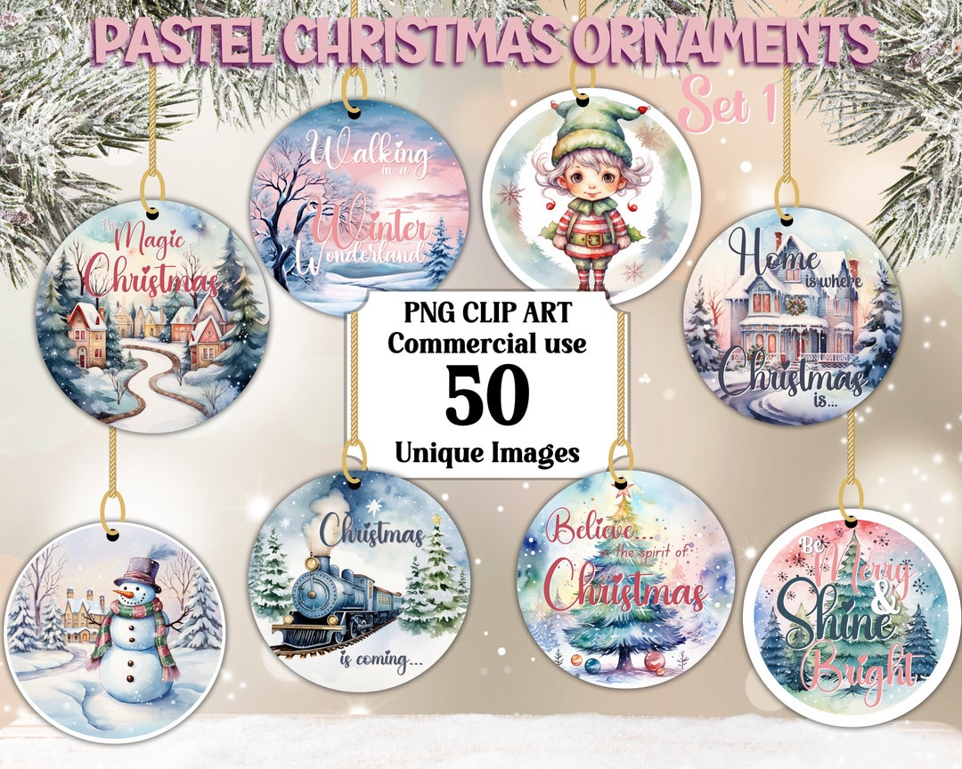 Pastel Christmas Ornament Clipart 1 Instant Download - Etsy