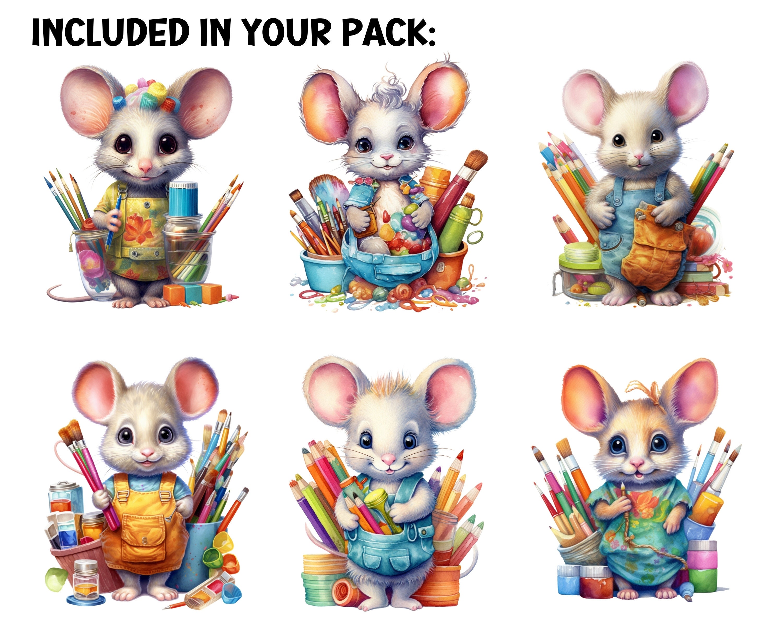 Cute Mouse Artists Clip Art, Digital & Paper Crafts Fantasy Animal ...