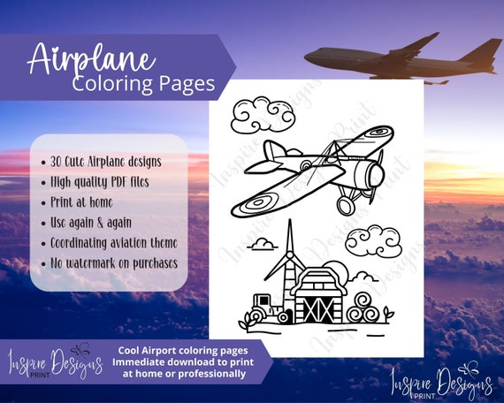 Vintage Airplane Coloring Page