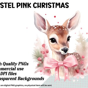 Pastel Pink Christmas Watercolor Clipart Decorations Bundle, Digital ...