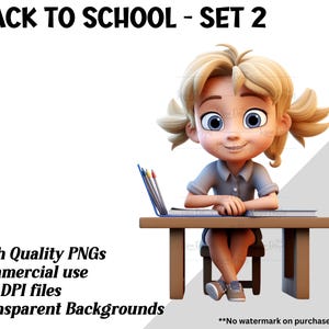 3D Style Back to School Clipart Set2, Commercial Use Children People ...