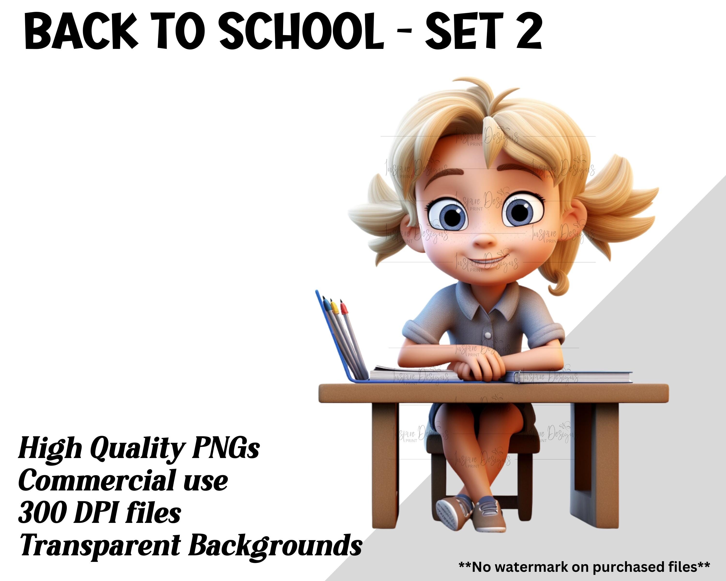 3D Style Back to School Clipart Set2, Commercial Use Children People ...