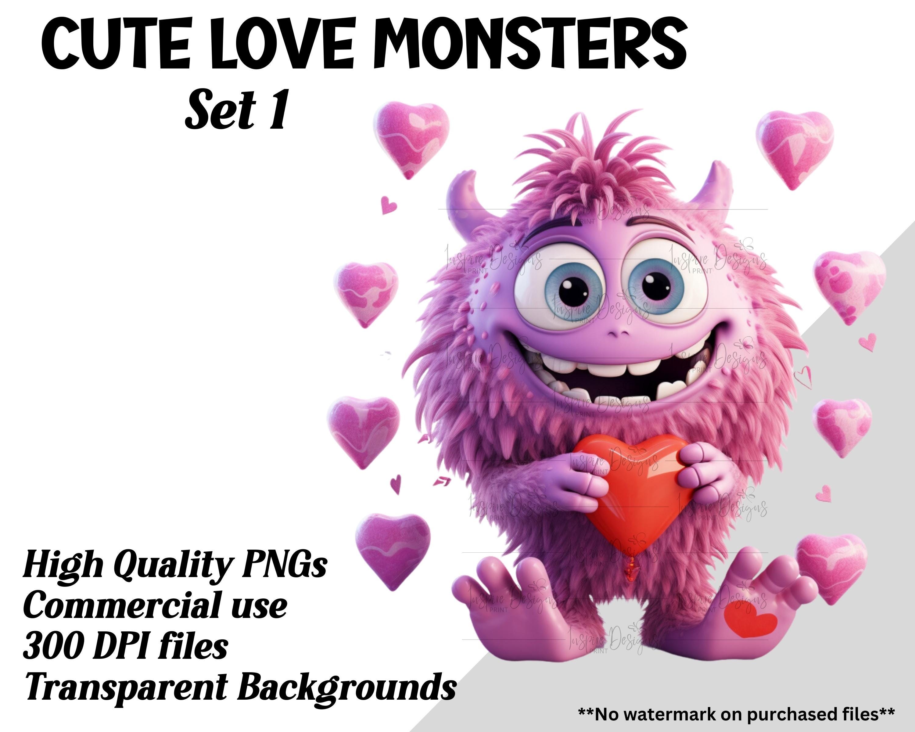 Cute Love Monsters Set1 Clipart, Valentines Day Crafts, Vibrant Fun ...
