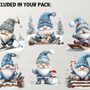 Christmas Winter Gnomes Clipart, Digital Craft Decorations, Instant ...