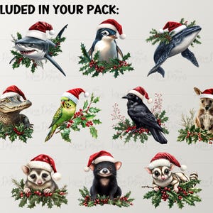 Australian Christmas Animals Clipart Set 2, Watercolor Animals Koala ...