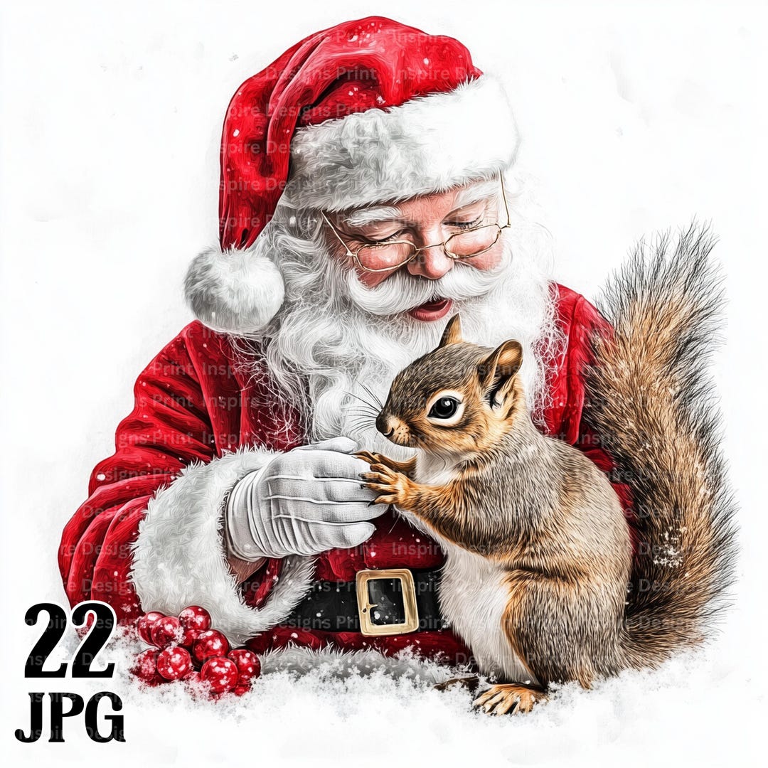 Sweet Santa Scenes Clipart: Watercolor Winter Christmas Designs (JPG ...