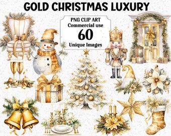 Watercolor Christmas Clipart Bundle, PNG & SVG XMAS Graphics, Cute ...