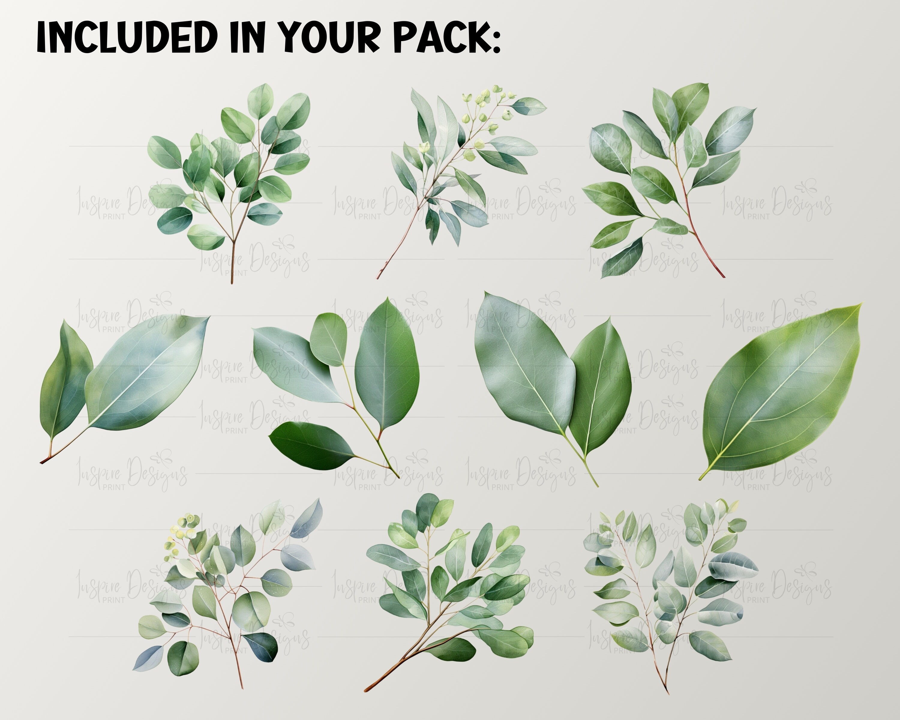 Eucalyptus Trees Watercolor Clipart, Digital Nature Leaves Sublimation ...