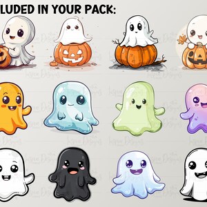 Cute Halloween Ghosts Clipart, Digital Spooky Craft, Instant Download ...
