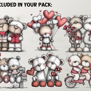 Cute Teddy Bear Love Clipart - Watercolor Valentines Day Teddies ...