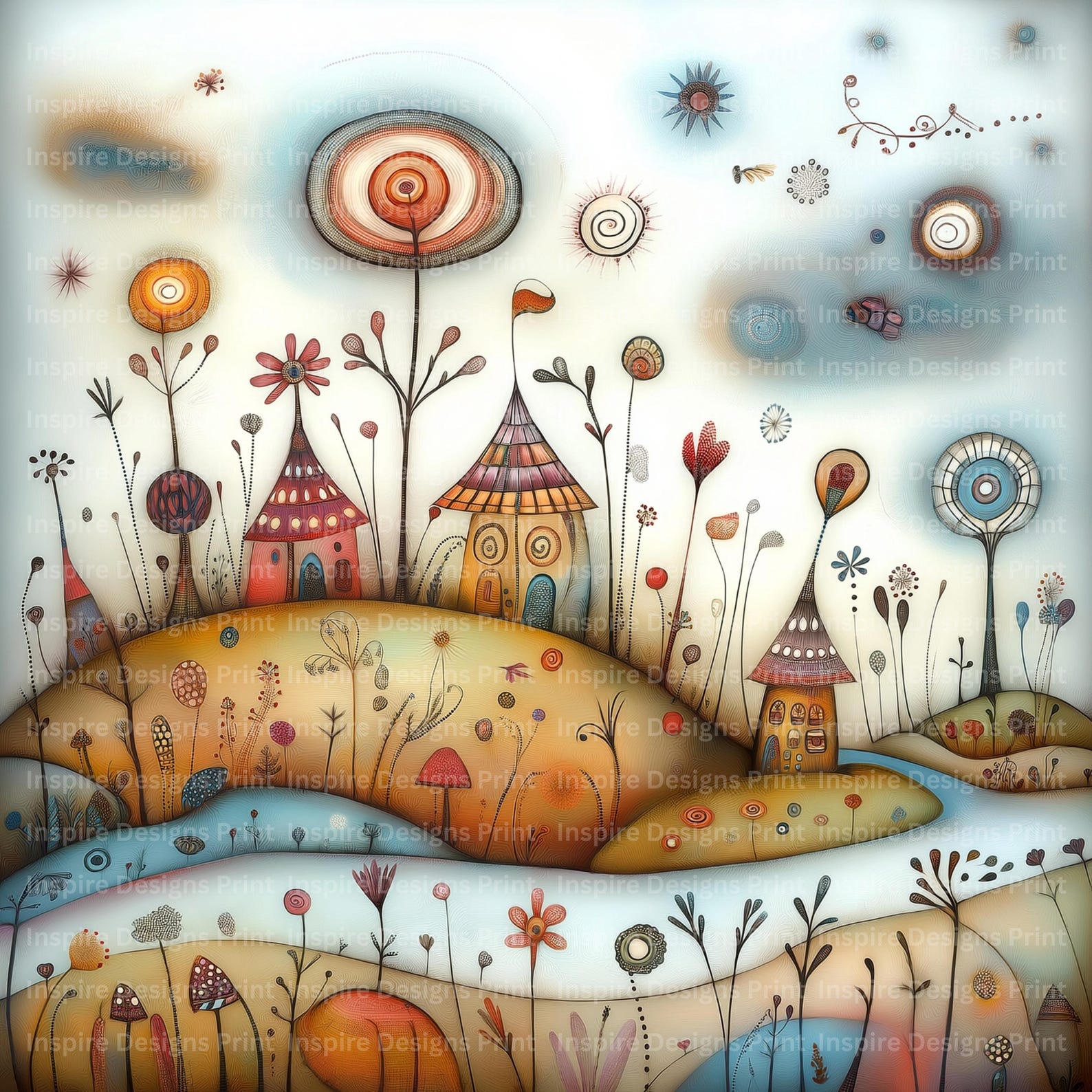 Whimsical Countryside Clipart: Fantasy Landscape JPG Bundle (commercial ...
