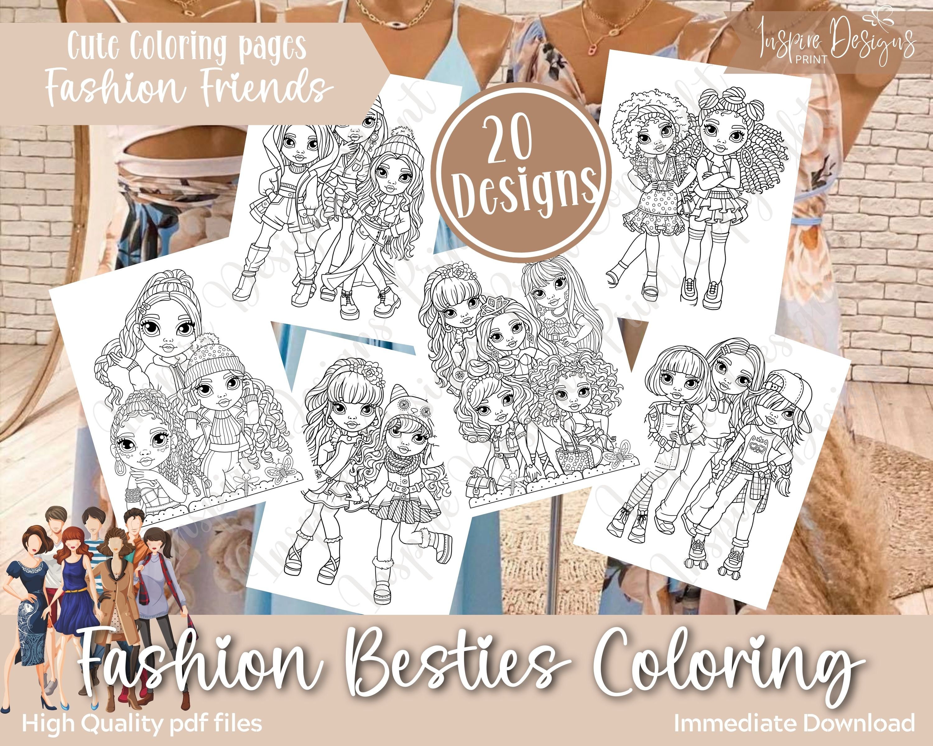 Fashion Besties 20 X Coloring Pages Girls Best Friends Printable Dolls ...