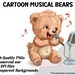 Cartoon Musical Bears Clipart, Instant Download, Music Guitar Drums ...