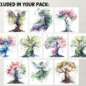 Tree Fairies Watercolor Clipart Scenes, Fantasy Fairytale Digital/paper ...