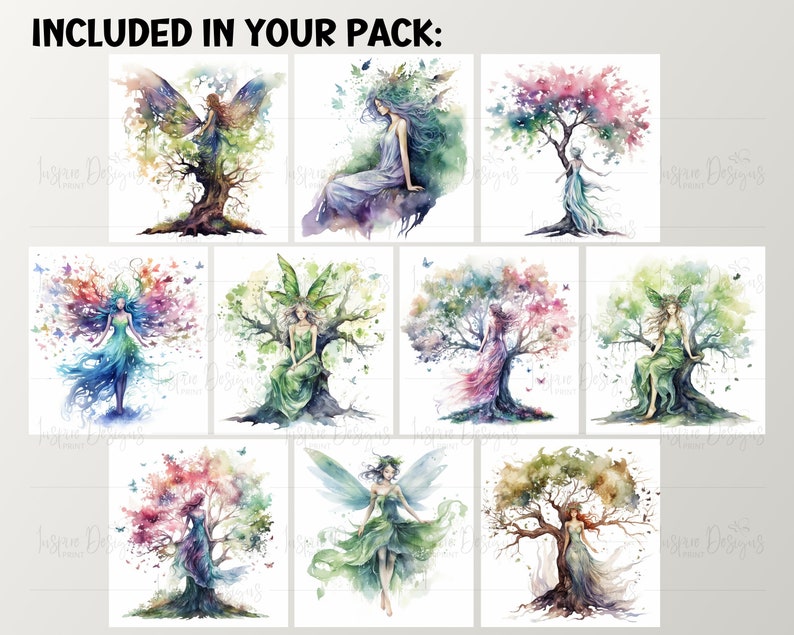 Tree Fairies Watercolor Clipart Scenes, Fantasy Fairytale Digital/paper ...