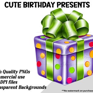 Cute Birthday Presents Clipart, Fun Bright Cartoon Style Gifts Instant ...