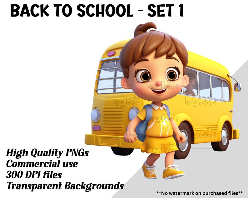 3D Style Back to School Clipart Set1, Commercial Use Children People ...