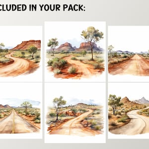 Outback Roads Watercolor Clipart Scenes, Digital & Paper Craft, Instant ...