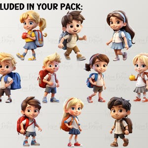 3D Style Back to School Clipart Set2, Commercial Use Children People ...