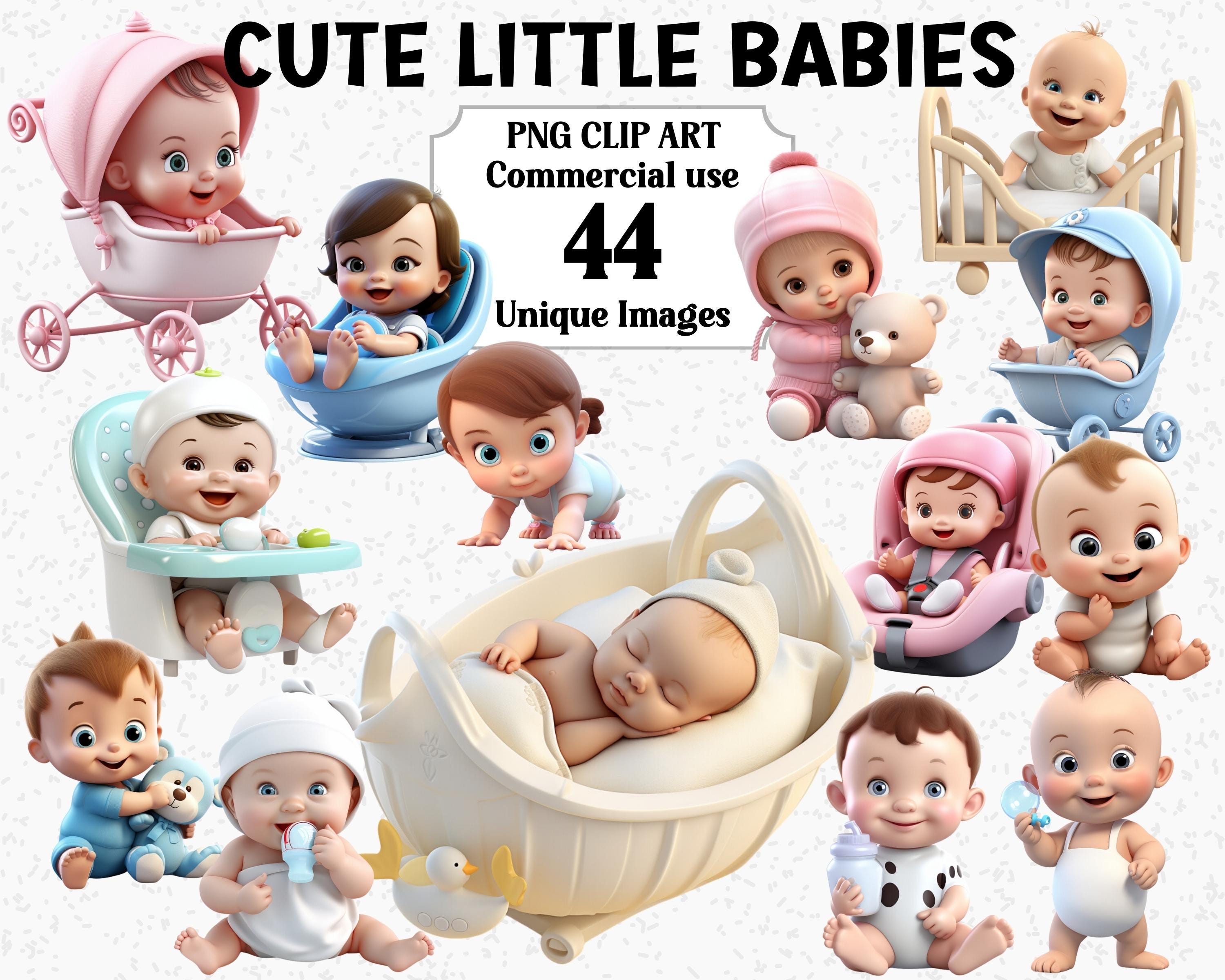 3D Style Cute Little Babies Clipart, Children Kids People, Son Daughter ...