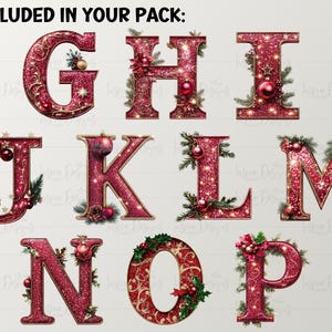 Red Glitter Letters Clipart, Sparkly Christmas Alphabet Digital / Paper ...