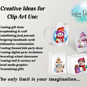 Cute & Funny Snowmen Clipart, Bright Christmas Cartoon Snowman Instant ...