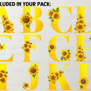 Sunflower Alphabet Clipart, Digital & Paper Crafts, Spring Flowers ...