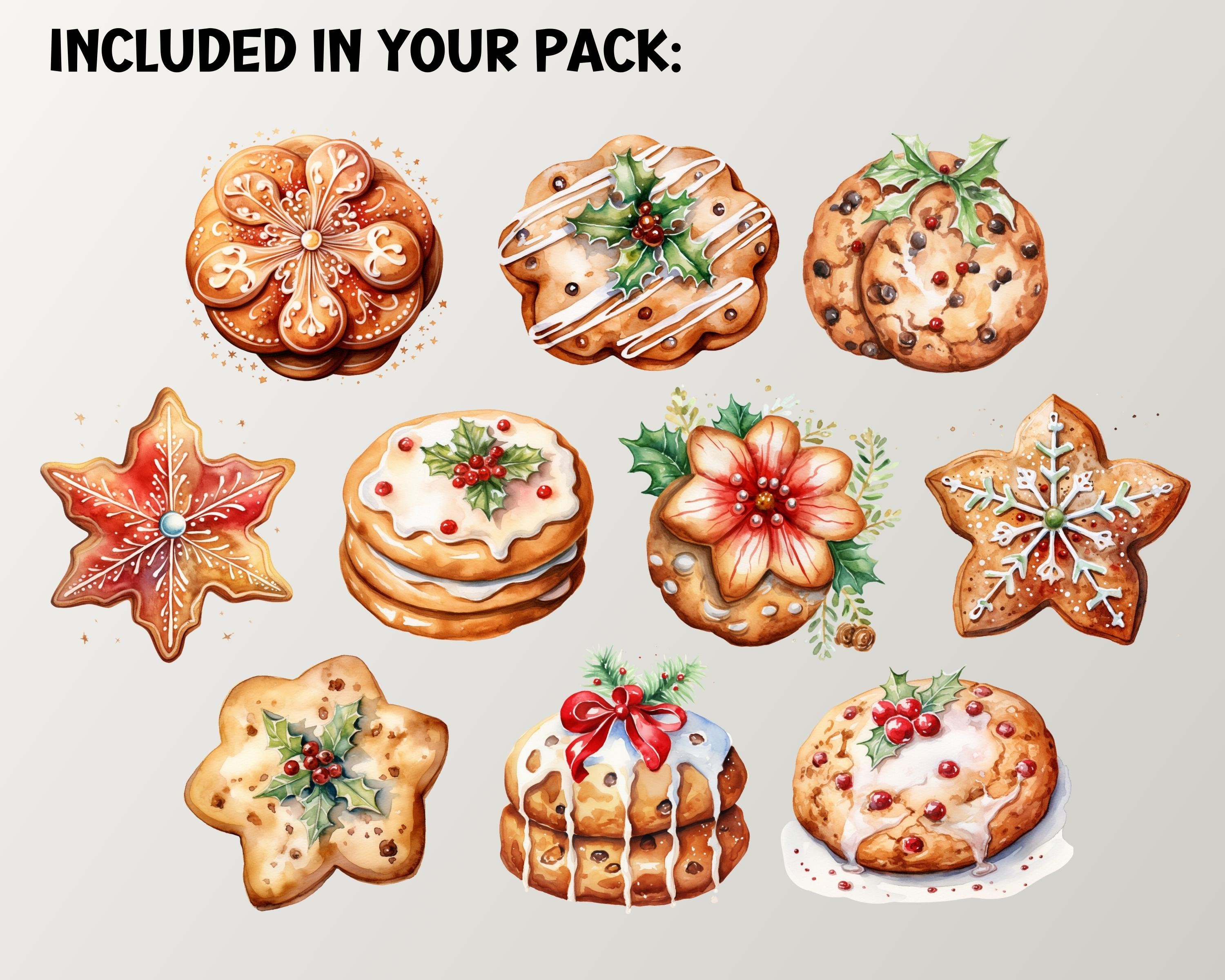 Christmas Cookies Watercolor Clipart, Invitation Craft & Card ...