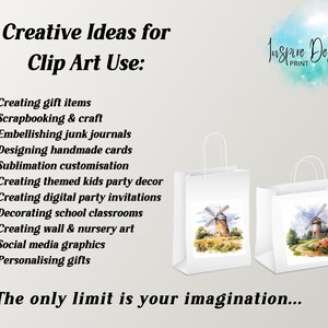 Country Windmill Scenes Watercolor Clipart, Digital & Paper Craft ...