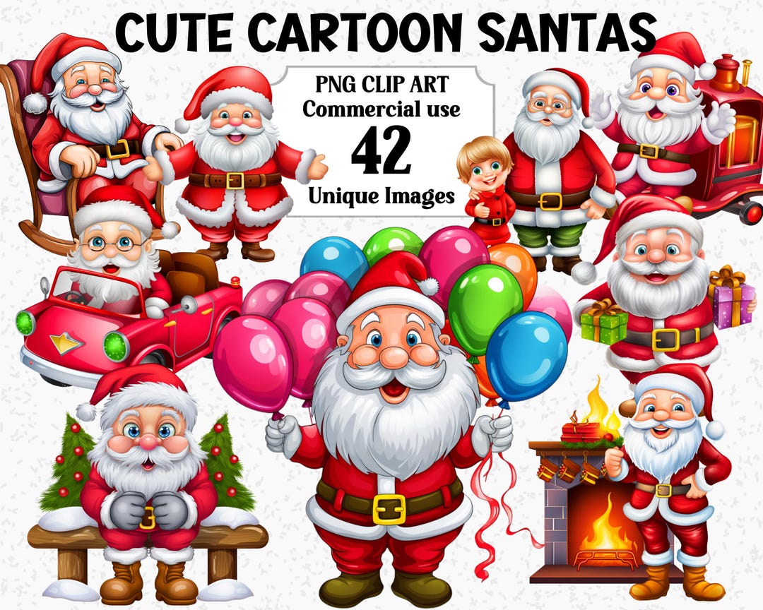 Cute Cartoon Santas Christmas Clipart, Craft Scrapbooking Decorations ...