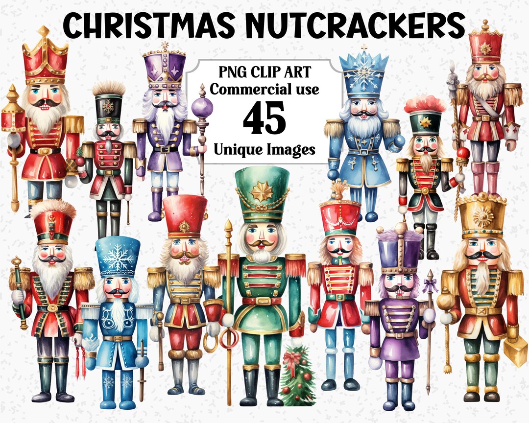 Christmas Nutcrackers Watercolor Clip Art, Digital/paper Crafts ...