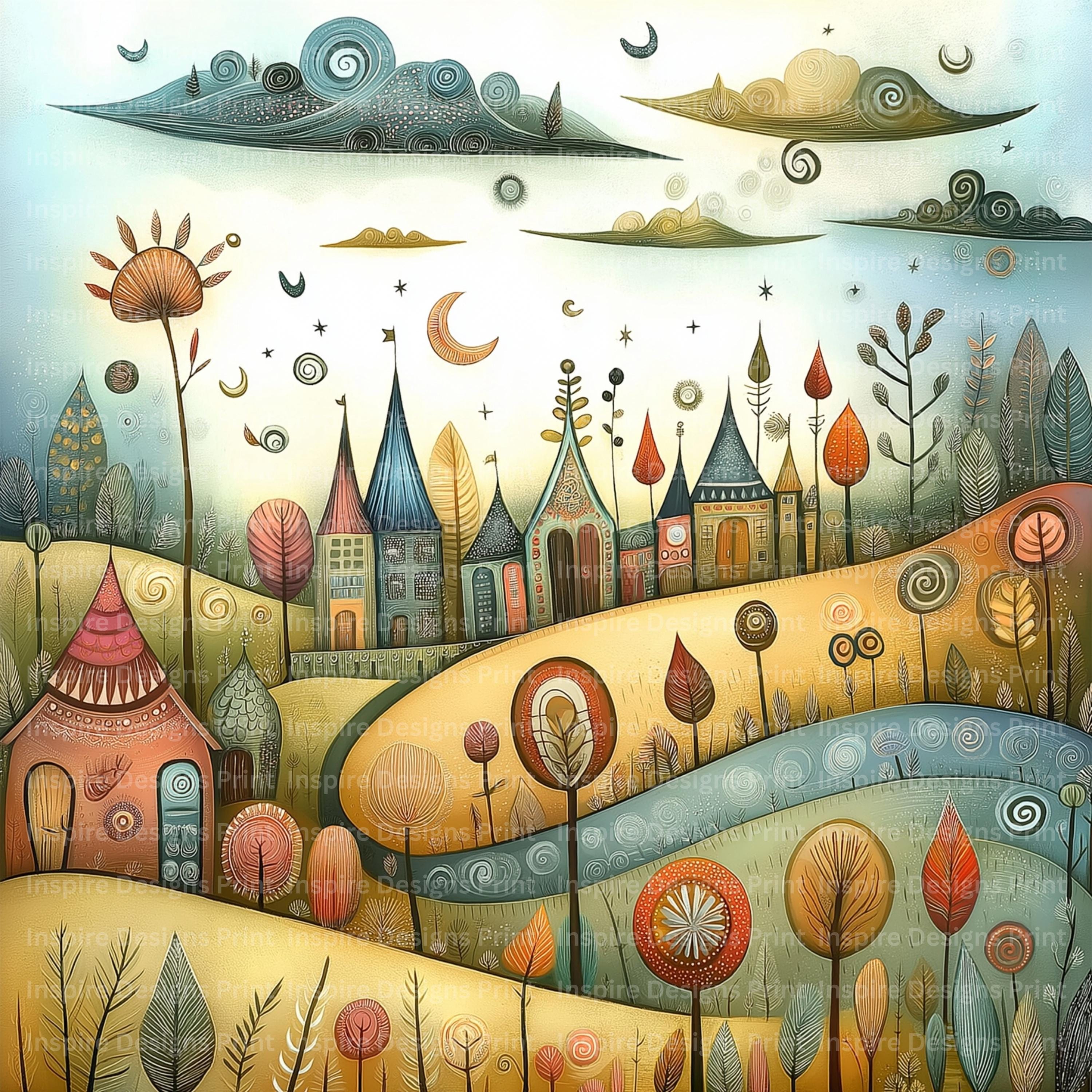 Whimsical Countryside Clipart: Fantasy Landscape JPG Bundle (commercial ...