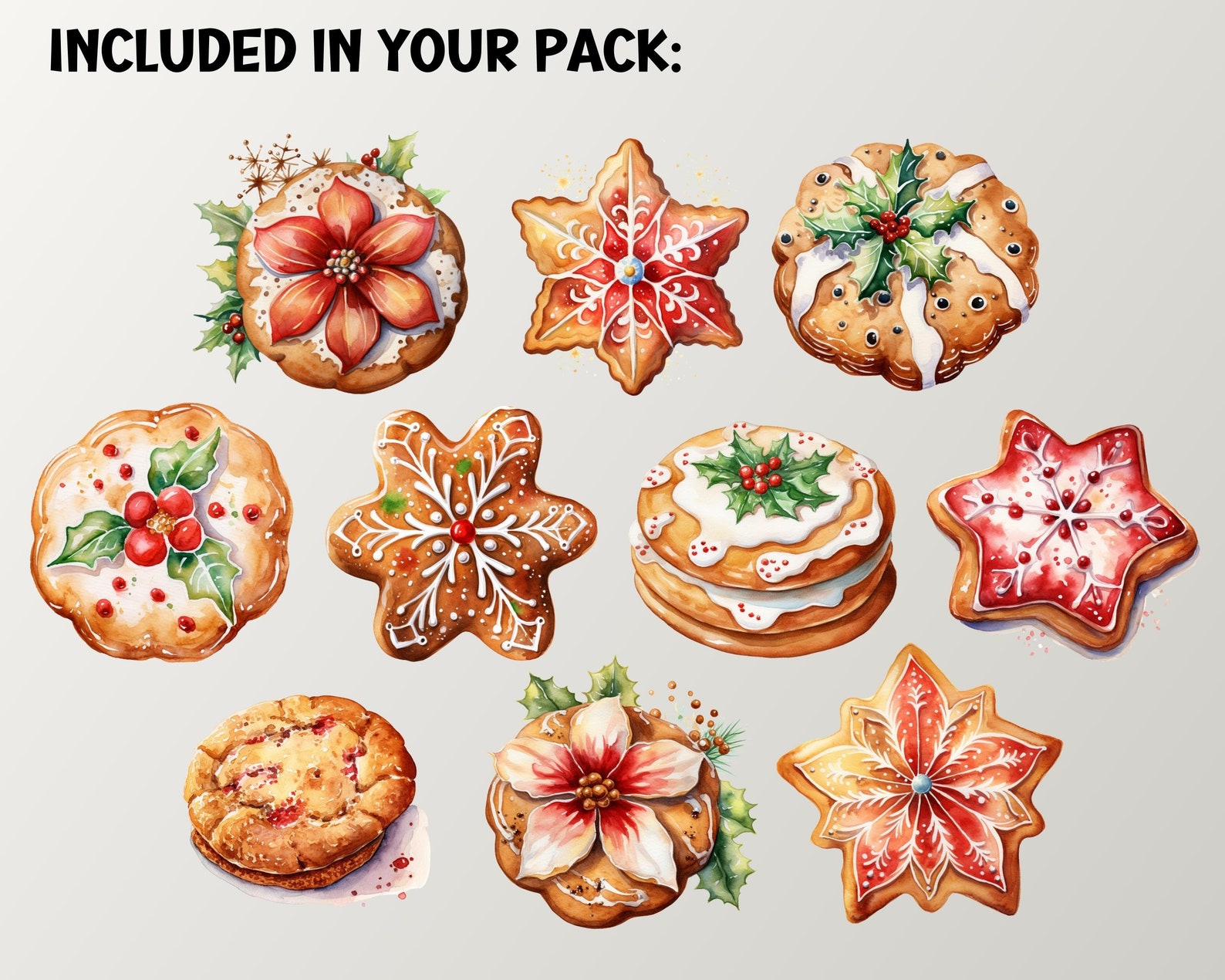 Christmas Cookies Watercolor Clipart, Invitation Craft & Card ...