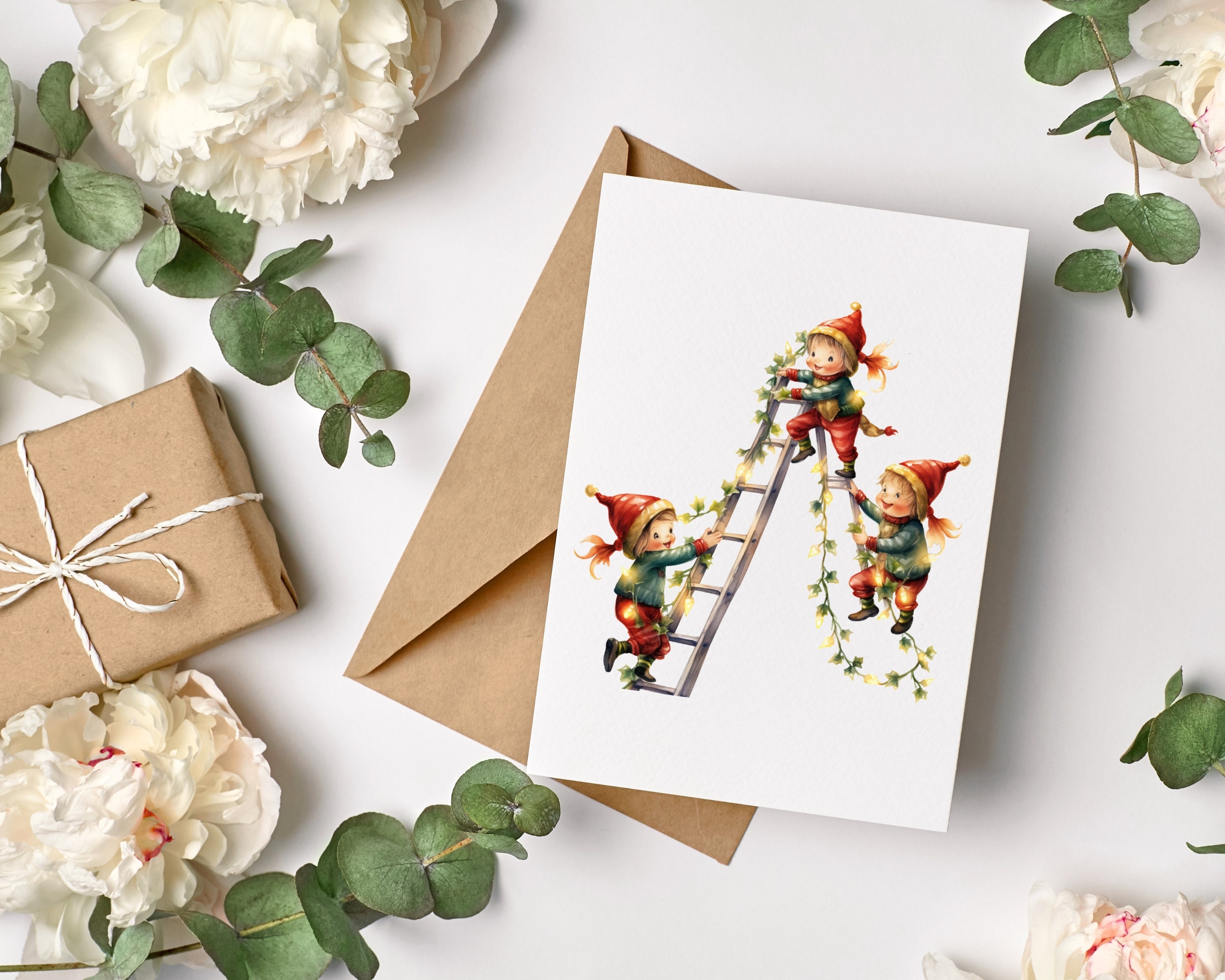 Cheeky Christmas Elves Watercolor Clipart, Craft Sublimation ...