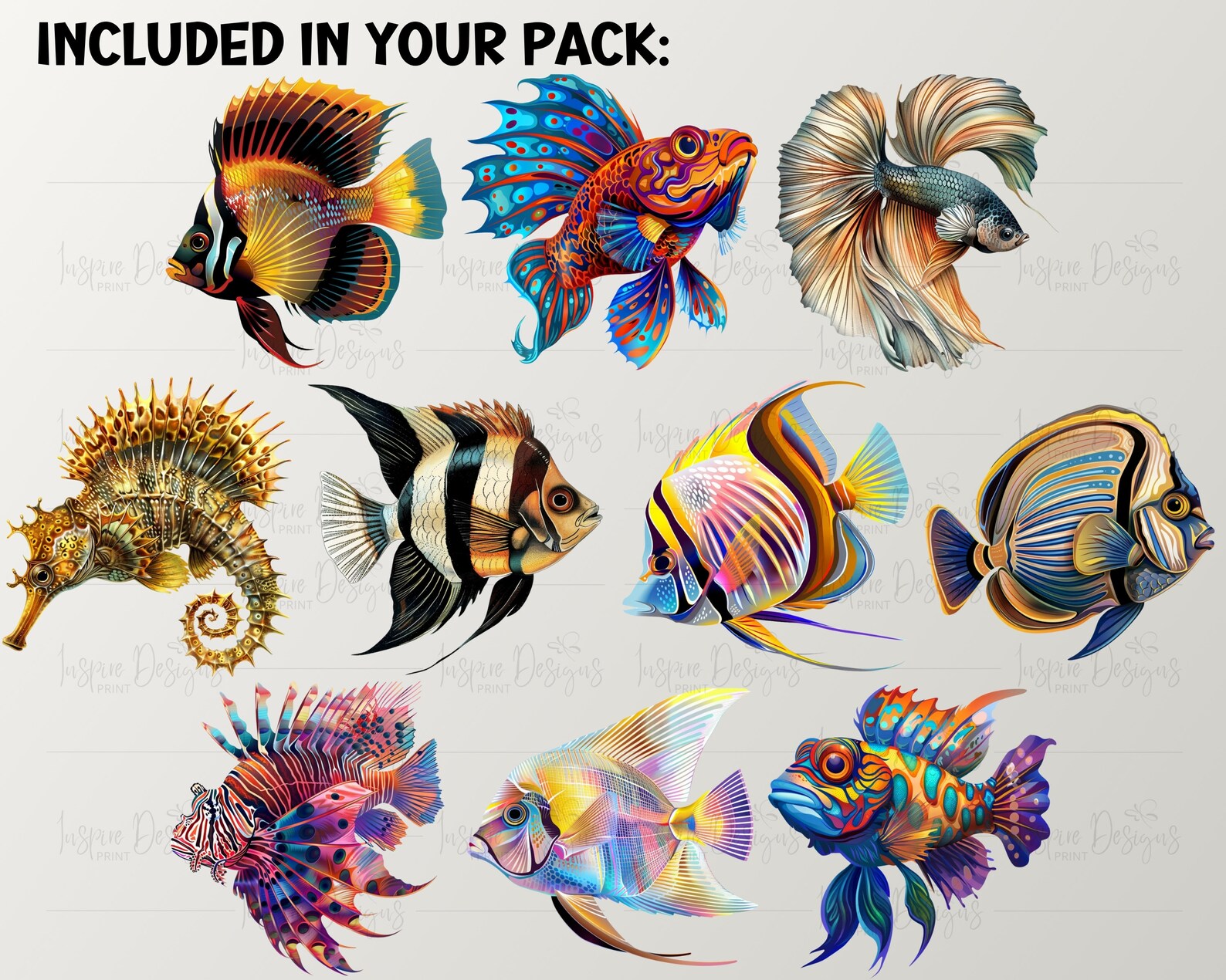 Amazing Tropical Fish Watercolor Clipart, Underwater Sea Life Instant ...