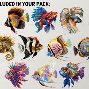Amazing Tropical Fish Watercolor Clipart, Underwater Sea Life Instant ...
