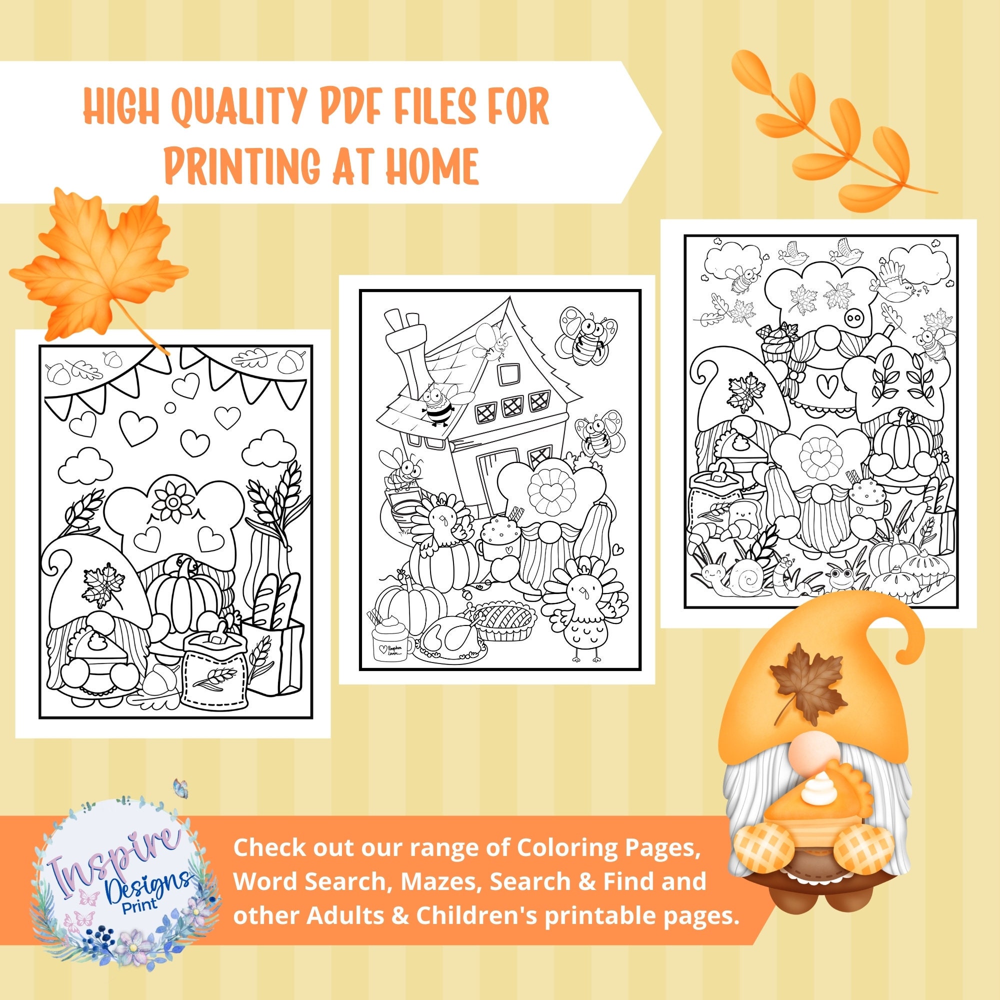 10 GNOME Coloring Pages Printable Original Activity Pages for Adults ...